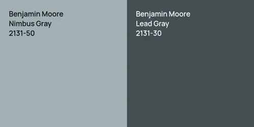 Benjamin Moore Nimbus Gray vs. Benjamin Moore Colonial Blue comparison