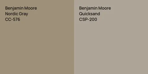 Benjamin Moore Nordic Gray vs. Benjamin Moore Dellwood Sand comparison