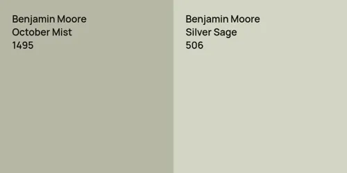 Benjamin Moore October Mist vs. Benjamin Moore Saybrook Sage comparison