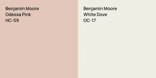 Benjamin Moore Odessa Pink vs. Benjamin Moore Hancock Green comparison