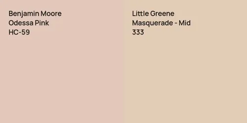 Benjamin Moore Odessa Pink vs. Benjamin Moore Hancock Green comparison