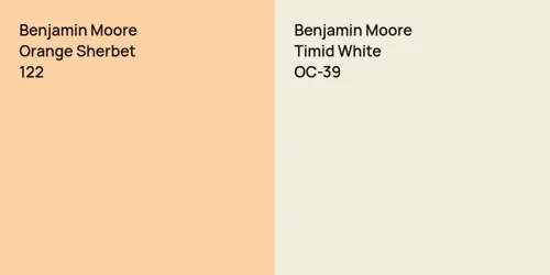 Benjamin Moore Orange Sherbet vs. Behr Air Blue comparison