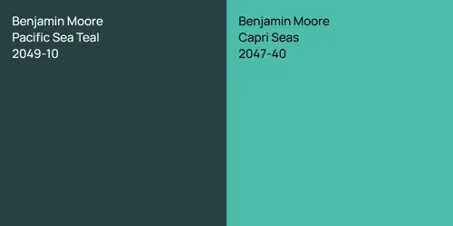 Benjamin Moore Pacific Sea Teal vs. Benjamin Moore Wish comparison
