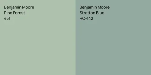 Benjamin Moore Pine Forest vs. Benjamin Moore Beach Glass comparison