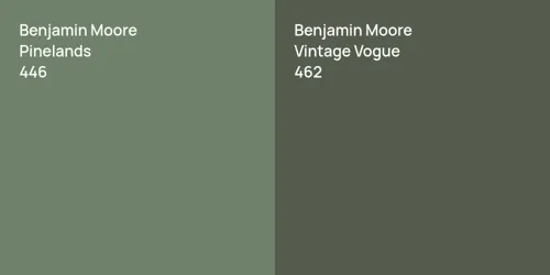 Benjamin Moore Pinelands vs. Benjamin Moore Gothic Green comparison