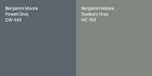 Benjamin Moore Powell Gray vs. Benjamin Moore Ashland Slate comparison