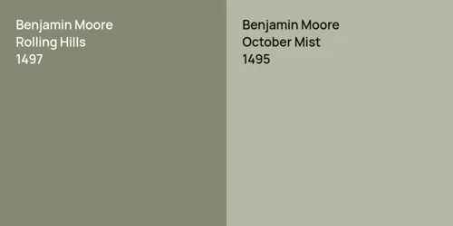 Benjamin Moore Rolling Hills vs. Benjamin Moore Louisburg Green comparison