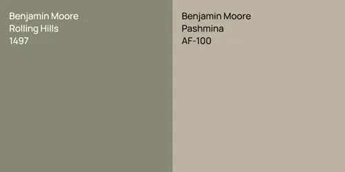 Benjamin Moore Rolling Hills vs. Benjamin Moore Louisburg Green comparison