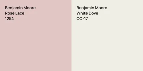 Benjamin Moore Rose Lace vs. Benjamin Moore First Light comparison