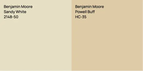 Benjamin Moore Sandy White vs. Benjamin Moore White Down comparison