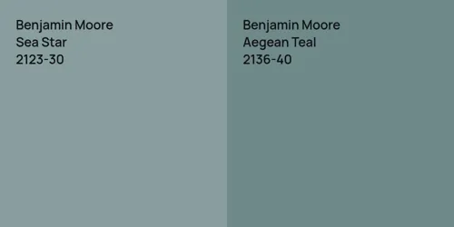Benjamin Moore Sea Star vs. Benjamin Moore Caldwell Green comparison