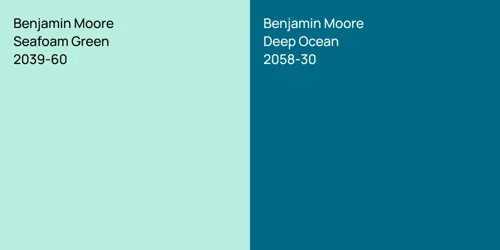Benjamin Moore Seafoam Green vs. Benjamin Moore Teal Ocean comparison