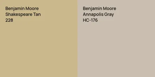 Benjamin Moore Shakespeare Tan vs. Benjamin Moore Oat Straw comparison