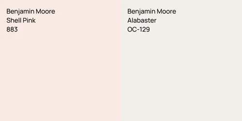 Benjamin Moore Shell Pink vs. Benjamin Moore Antique Coral comparison