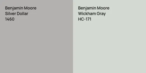 Benjamin Moore Silver Dollar vs. Benjamin Moore Silver Lake comparison
