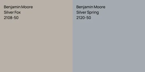 Benjamin Moore Silver Fox vs. Benjamin Moore Coastline comparison