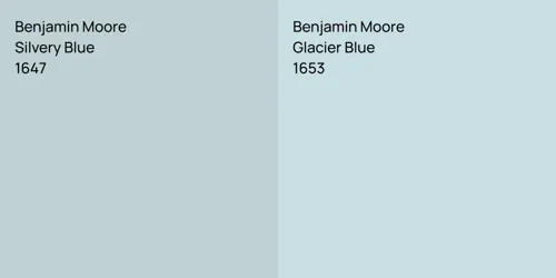 Benjamin Moore Silvery Blue vs. Benjamin Moore Iced Slate comparison