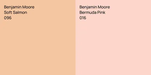 Benjamin Moore Soft Salmon vs. Benjamin Moore Peach Jam comparison