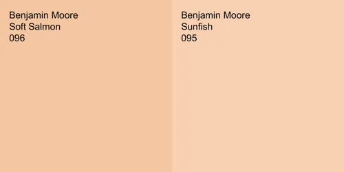 Benjamin Moore Soft Salmon vs. Benjamin Moore Peach Jam comparison