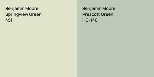 Benjamin Moore Springview Green vs. Benjamin Moore Sea Wind comparison