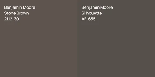 Benjamin Moore Stone Brown vs. Benjamin Moore Coventry Gray comparison