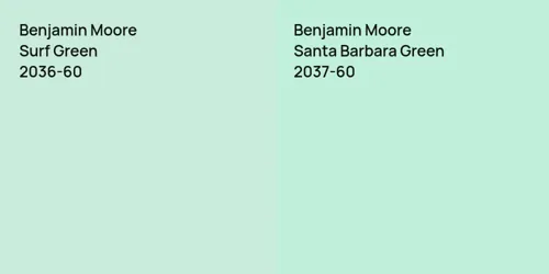 Benjamin Moore Surf Green vs. Benjamin Moore Feather Green comparison
