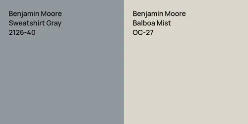 Benjamin Moore Sweatshirt Gray vs. Benjamin Moore Pigeon Gray comparison