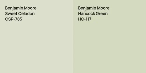 Benjamin Moore Sweet Celadon vs. Benjamin Moore Sweet Spring comparison