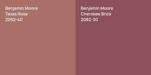 Benjamin Moore Texas Rose vs. Benjamin Moore Linen White comparison