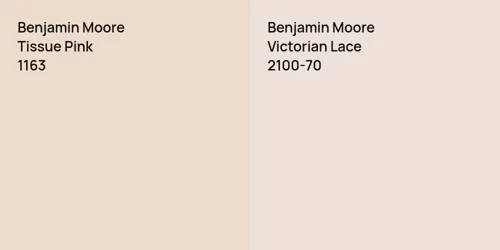 Benjamin Moore Tissue Pink vs. Benjamin Moore Lambskin comparison