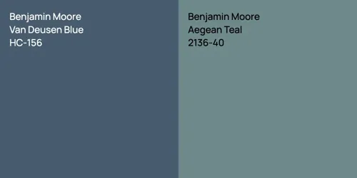Benjamin Moore Van Deusen Blue vs. Benjamin Moore Beach Glass comparison