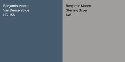 Benjamin Moore Van Deusen Blue vs. Benjamin Moore Wales Gray comparison
