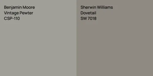 Benjamin Moore Vintage Pewter vs. Sherwin Williams Evergreen Fog comparison