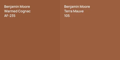 Benjamin Moore Warmed Cognac vs. Benjamin Moore Chowning's Tan comparison