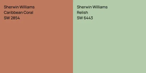 Compare Sherwin Williams Caribbean Coral with other colors