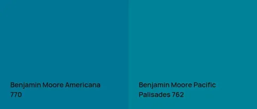 Benjamin Moore Americana vs. Benjamin Moore Avalon Teal comparison