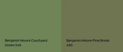 Benjamin Moore Courtyard Green vs. Benjamin Moore Pine Brook comparison