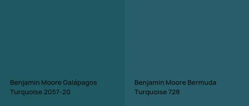 Benjamin Moore Galápagos Turquoise vs. Benjamin Moore Teal comparison