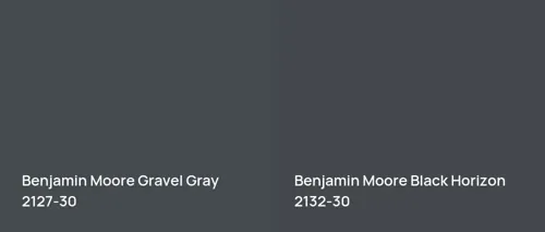 Benjamin Moore Gravel Gray vs. Benjamin Moore Witching Hour comparison