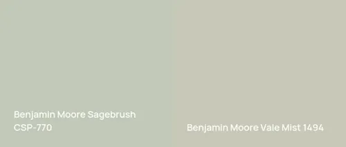 Benjamin Moore Sagebrush vs. Benjamin Moore Night Mist color comparison