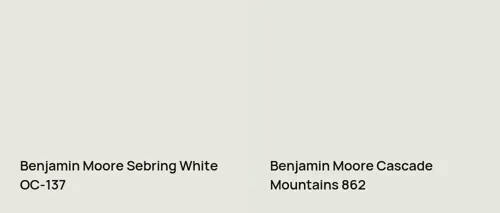 Benjamin Moore Sebring White vs. Benjamin Moore Cascade Mountains comparison