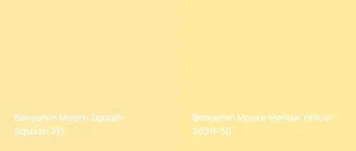 Benjamin Moore Squish-Squash vs. Benjamin Moore Mellow Yellow comparison