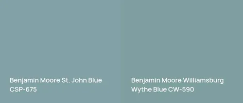 Benjamin Moore St. John Blue vs. Benjamin Moore Santorini Blue comparison