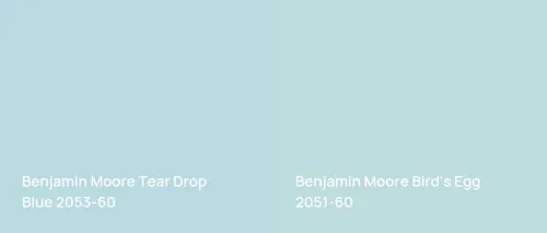 Benjamin Moore Tear Drop Blue vs. Benjamin Moore Bird's Egg comparison