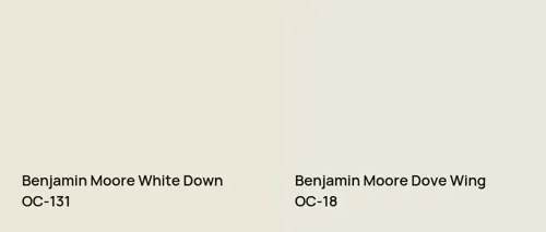 Benjamin Moore White Down vs. Benjamin Moore Navajo White color comparison