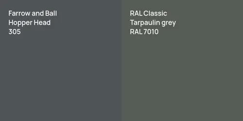 Farrow and Ball Hopper Head vs. RAL Classic Dusty grey comparison