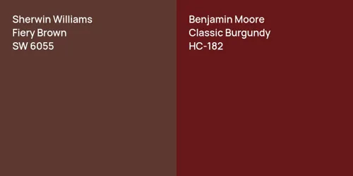 Sherwin Williams Fiery Brown vs. Benjamin Moore Van Buren Brown comparison
