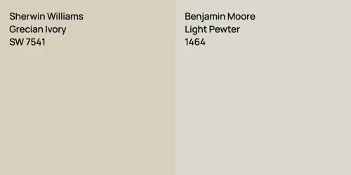 Compare Sherwin Williams Grecian Ivory with other colors