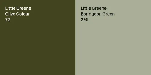 Little Greene Olive Colour vs. Little Greene Invisible Green comparison