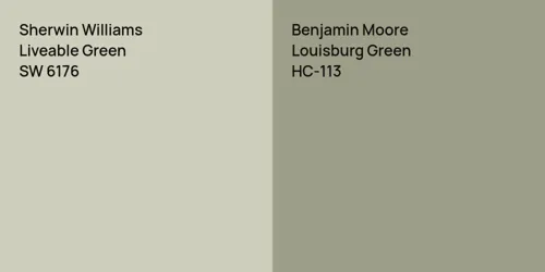 Compare Sherwin Williams Liveable Green with other colors